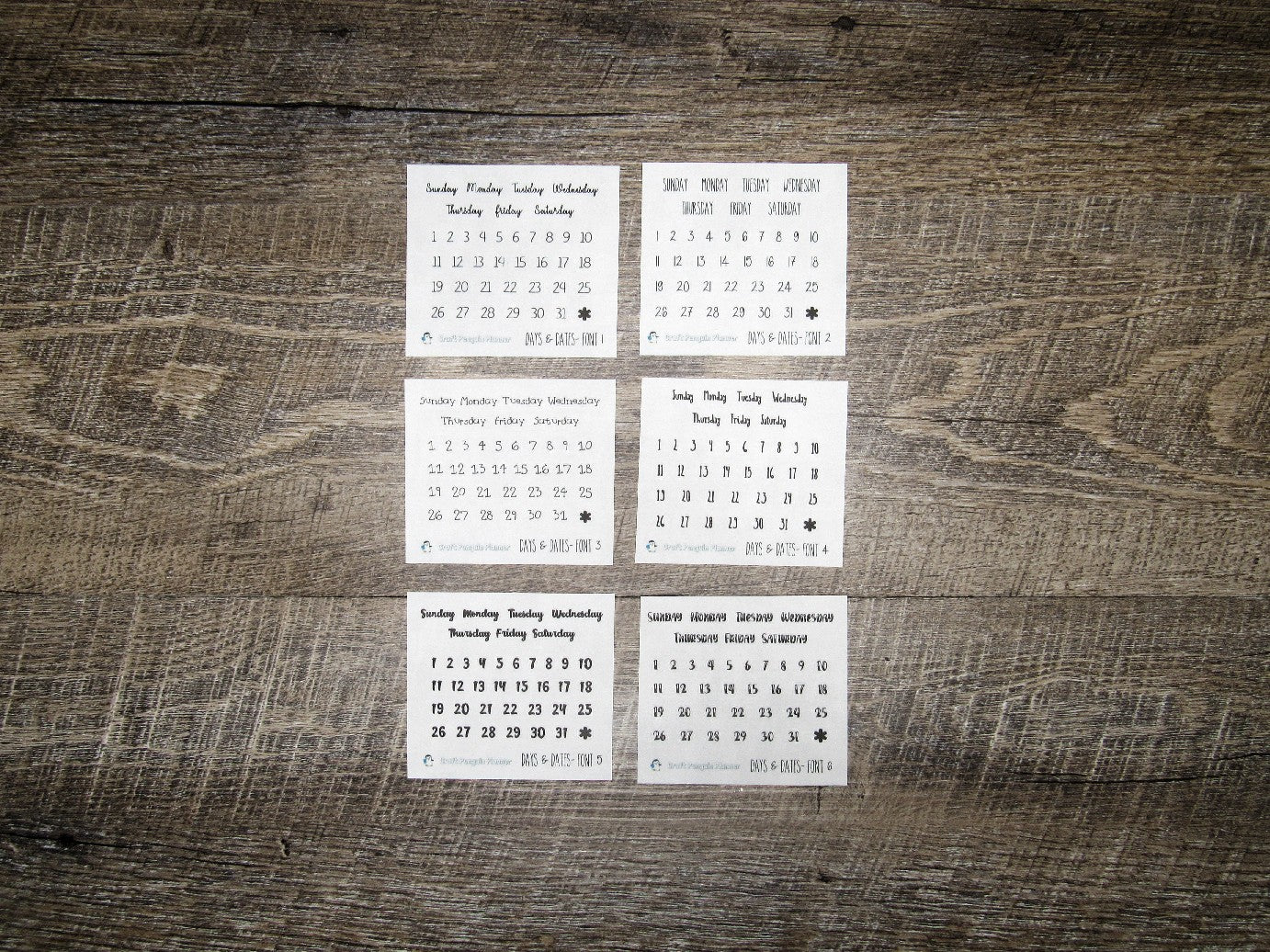Monthly Days & Dates – Craft Penguin Planner
