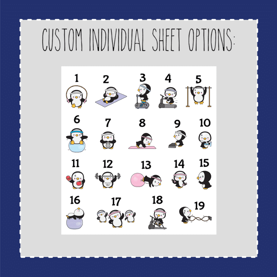 Petey Penguin Workout- CUSTOM SHEET – Craft Penguin Planner